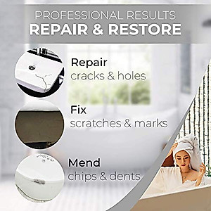 White Tub Repair Kit White for Acrylic, Porcelain, Enamel & Fiberglass Tub Repair Kit for Sink, Shower & Countertop - Bathtub Refinishing Kit for Cracked Bathtub Scratches - Shower Bases & Pans