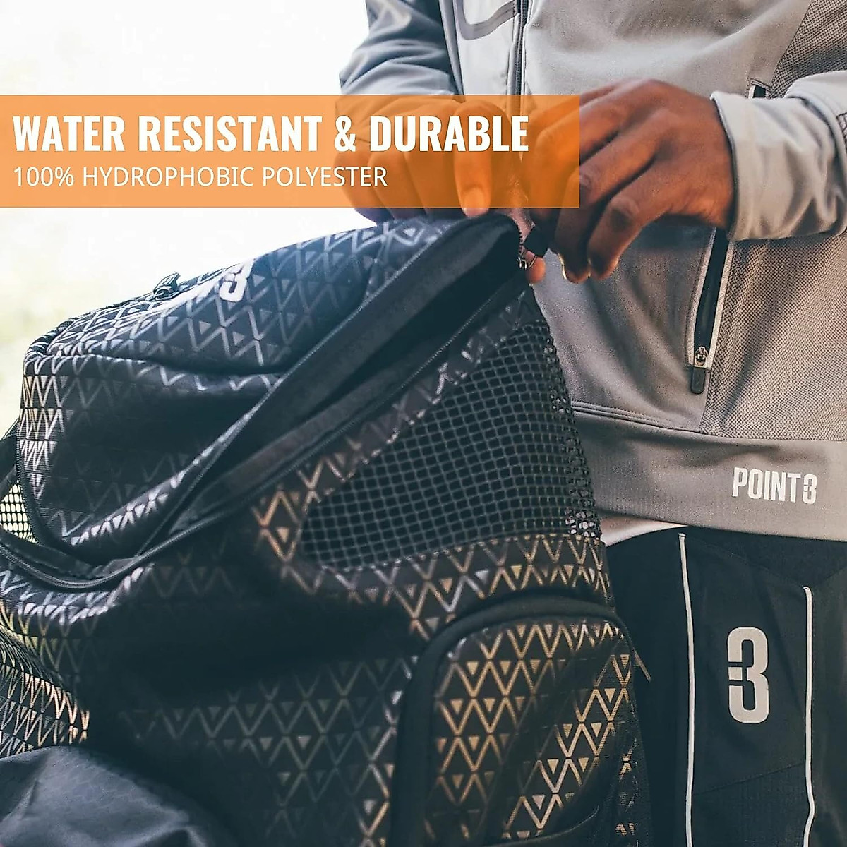 Point 3 Phoenix Suns Road Trip 2.0 Backpack Basketball Backpack with Drawstrong Closure | Ventilated Mesh Shoe Pocket Compartment | Black