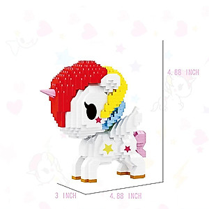 Uvini Micro Blocks Adult Building Toy Set, Valentine's Day Gift, Christmas Fun DIY Unicorn for Adults or Kids, Best Gift Girls 870pcs ( with Dust-proof lampshade ), White, (00867)