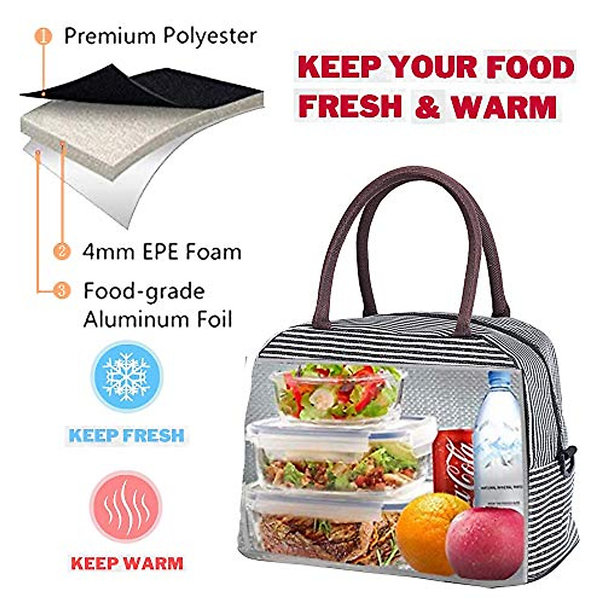 Lunch Bag Large Insulated Lunch Bags for Women Men Cooler Tote Bag Adult Lunch Box Organizer Holder Container with Removable Shoulder Strap