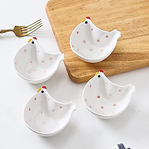 Yeexoxow Ceramic Soy Sauce Dishes, Cute Chicken Shaped, Small Dipping Bowls 3 oz, Mini Sauce Bowls Set of 4, Fun Chicken Gift for Chicken Lovers