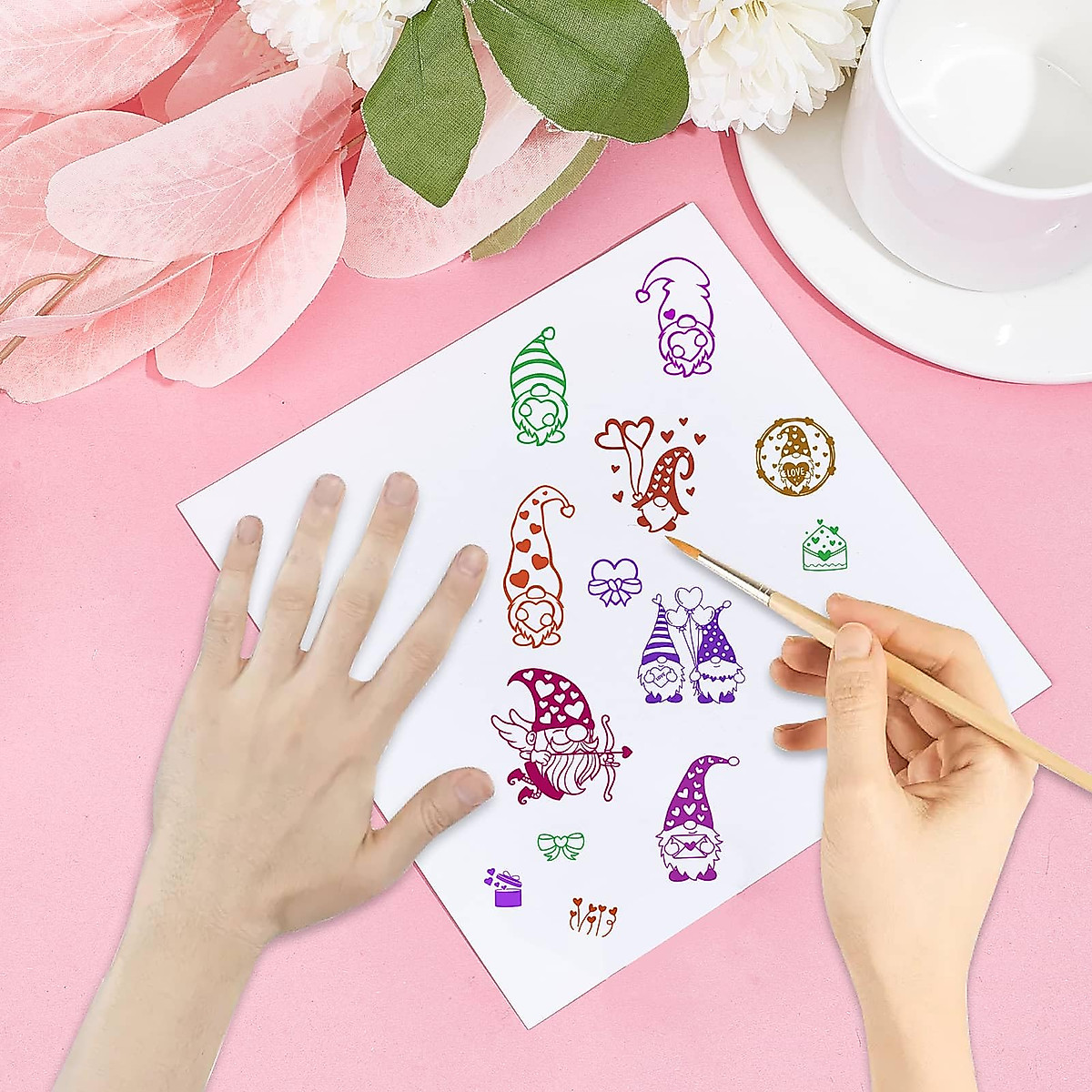 CRASPIRE Gnome Clear Rubber Stamp Valentine's Day Dwarf Couple Heart Vintage Retro Transparent Silicone Seals Stamp for Journaling Card Making DIY Scrapbooking Handmade Photo Notebook 6.3 x 4.3inch