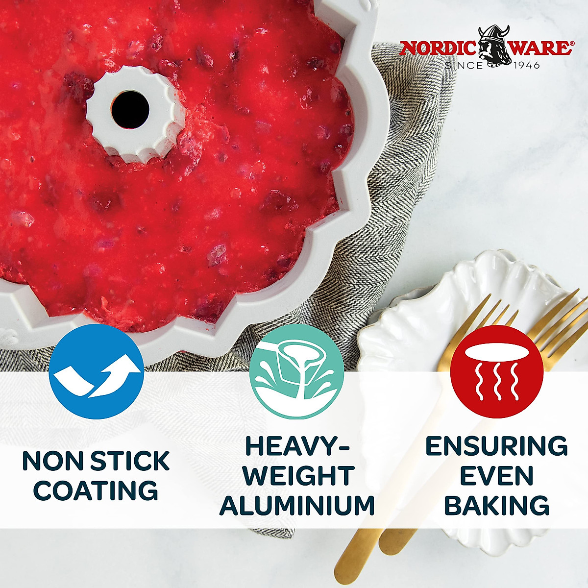 Nordic Ware Platinum Anniversary Bundt Pan and Cake Keeper Bundle