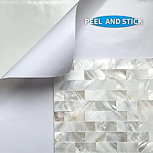 Art3d Peel and Stick Mother of Pearl Shell Mosaic Tile for Kitchen Backsplashes, 12" x 12" White Brick