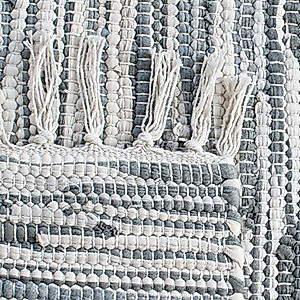 SAFAVIEH Montauk Collection Runner Rug - 2'3" x 6', Silver, Handmade Fringe Cotton, Ideal for High Traffic Areas in Living Room, Bedroom (MTK753A)