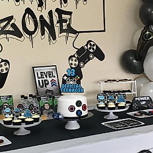 7 Pcs Gaming Cake Topper Set, Official Teen Gaming Themed Upgraded Happy 13th Birthday Unlockable Controller Decorations, Video Game Themed Party, Boys and Girls Birthday Party Decorations. LIANGSS