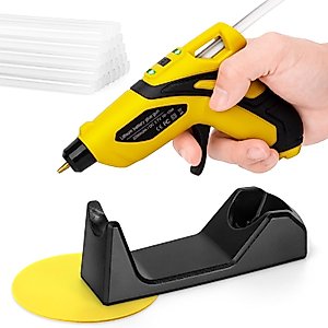 Cordless Hot Glue Gun, Quick Preheat Anti-Drip Glue Gun with Stand, Rechargeable Hot Glue Gun Kit with 30Pcs Glue Sticks, Automatic-Power-Off Cordless Glue Gun for Crafts, Art, DIY and Home Repairs