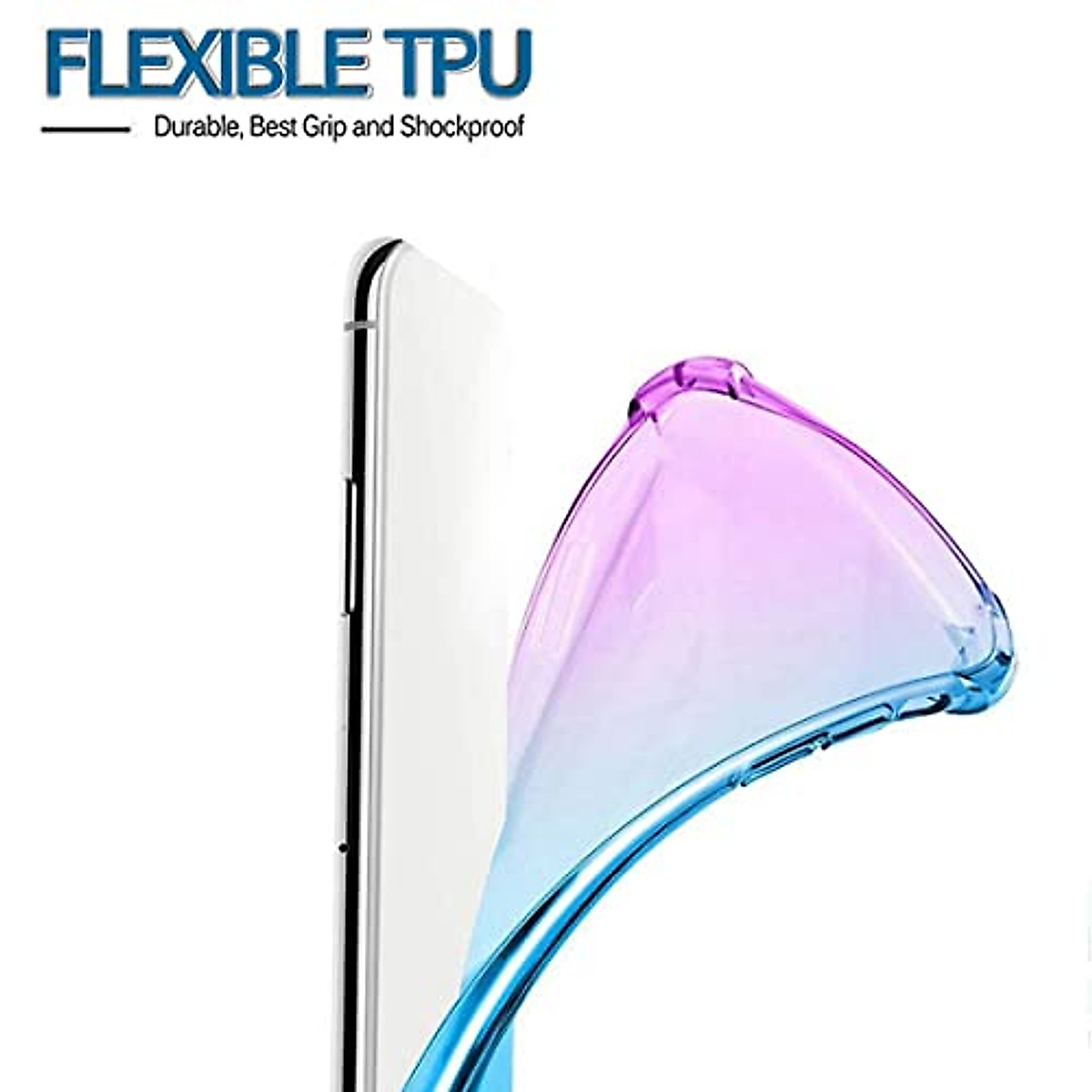 KOARWVC Case for Hot 11 Play/Hot 10 Play Case, Hot 9 Play X680 Case, Crystal Clear Case Gradient Slim Anti Scratch TPU Shockproof Protective Phone Cases Cover for Infinix Hot 11 Play (Purple/Blue)