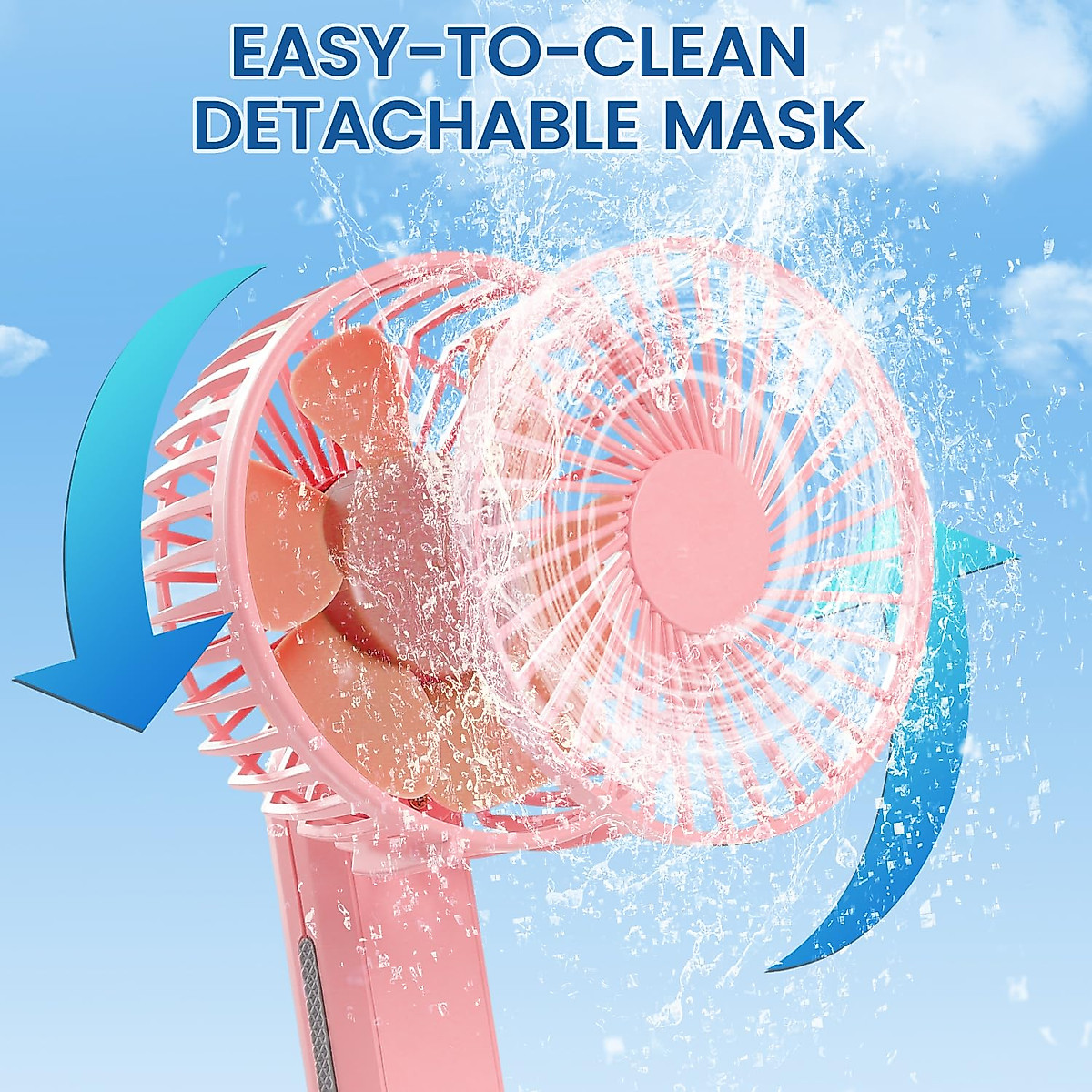 Passionbility Portable Handheld Fan - 2000mAh Personal Portable Fan Rechargeable, 180° Foldable USB Desk Fan with 3 Wind Speed, Battery Operated Fan for Travel Office Household