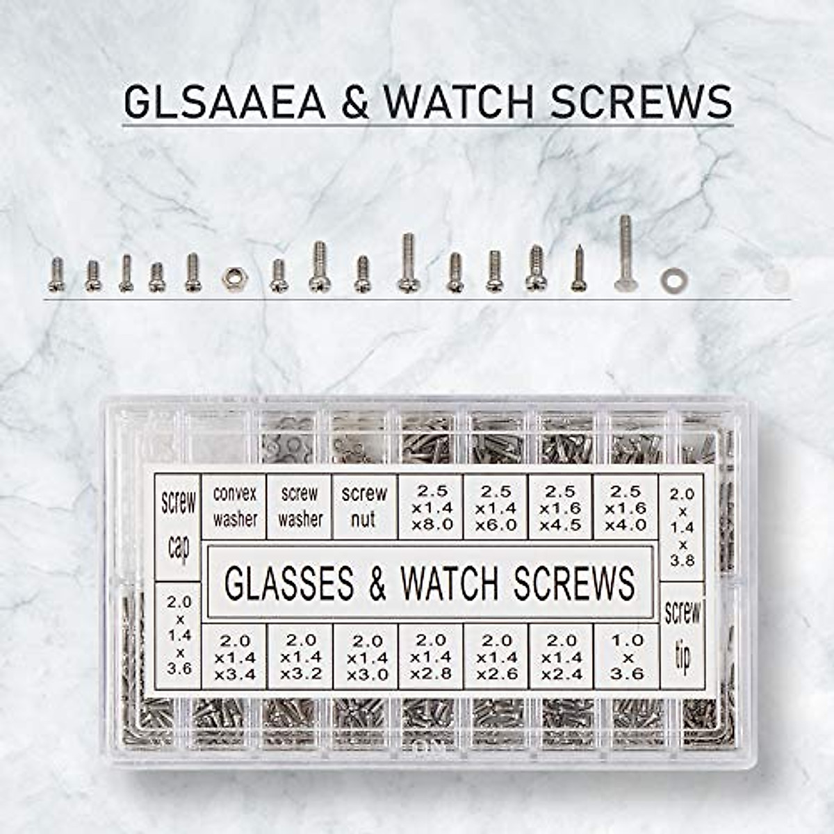 VAPKER 1000pcs Micro Eyeglass Sunglass Repair Screws, Nuts Assortment Stainless Steel Screws for Spectacles Watch with (Screwdriver)