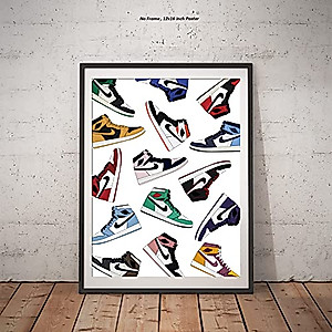 Hypebeast Custom Sneaker Poster – (12x16 Inch) Unframed – AJ Wall art, Hypebeast Room Decor, Michael Jordan Poster, Sneaker Air Gym Shoes Shoebox Collection Aesthetic Cool Poster for Teen Boys Guys Men Room Dorm Bedroom Wall Decor by LIYA Design Prints