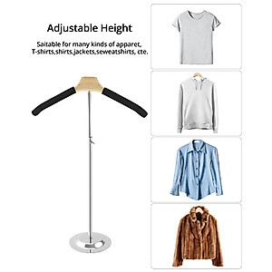 QWORK Adjustable Metal T-Shirt Display Stand, 2 Pack Foam & Wire Clothes Hanger Rack -16" to 28" for Coat Clothing Garment Retail, Craft Show