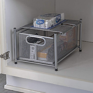 Home Zone Living Under Bathroom Sink Organizer – Sliding Basket, Inside Cabinet Storage