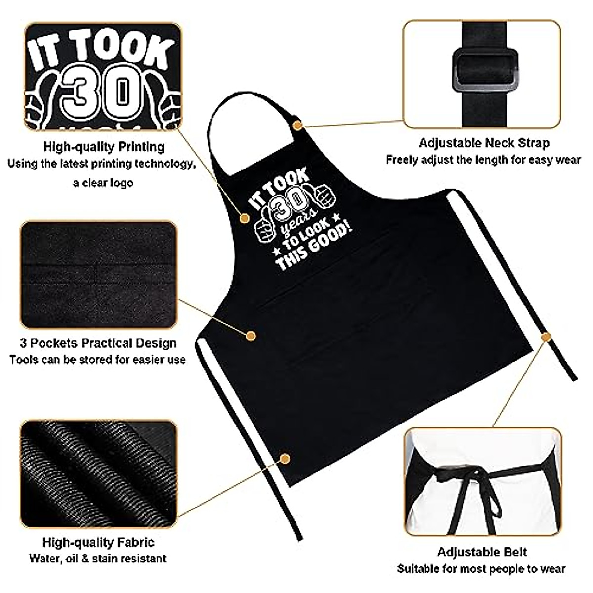30th Birthday Gifts for Men Women, 1993 Happy 30th Birthday Gift Ideas, 30th Chef Aprons for Men with 3 Pockets, Funny Cooking Aprons for 30 Years Old Men, Women, Husband, Wife, Son, Daughter, Friend