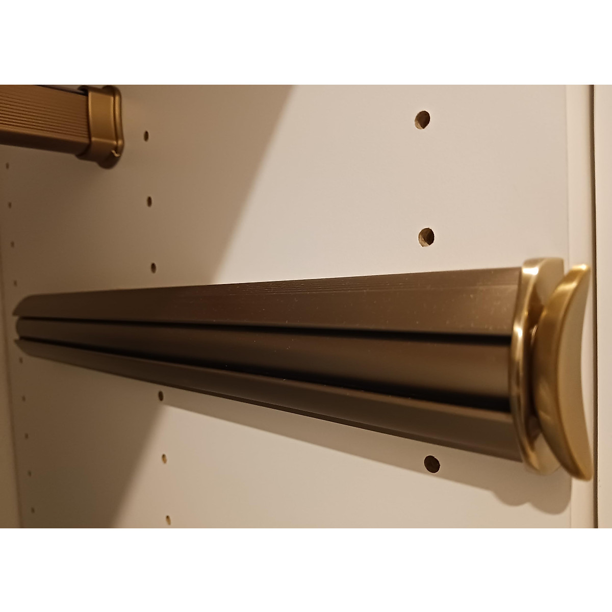 TAG Hardware Premium 11 3/4 Inch Long Pullout Closet Wardrobe Valet Rod (Matte Gold)