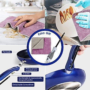 Midyb Nonstick Frying Pan, 2 Piece Induction Bottom Skillet for Kitchen, 8 & 10.2 Inches Cookware Cooking Pan Sets, Send Removable Screwdriver and 1 Cleaning Cloth, PFOA Free