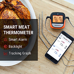 ThermoPro TP902 450-ft Wireless Meat Thermometer Digital, Bluetooth Meat Thermometer Wireless for Meat Steak, Smoker Thermometer with Dual Meat Probe, Cooking Food Thermometer for grilling and smoking