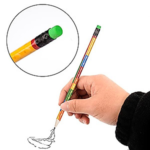 Kolewo4ever 200 Pieces Building Block Wood Pencils Colorful Round Pencils with Top Erasers Kids Birthday Goody Bag Bulk Filler for Exams, School, Office, Sketching and Learning Activities (200)