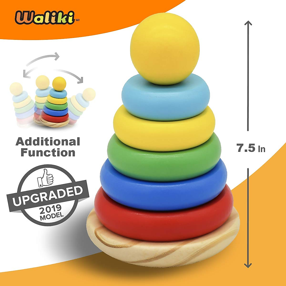 WALIKI Wooden Toy Pack for Kids | Pounding Bench, Shape Sorter Box & Rainbow Stacker | Montessori Developmental Toys for Toddlers & Preschoolers | Ages 2-5 | Educational Gift