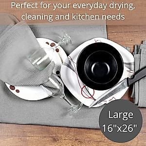 Linen Hub 100% Cotton Waffle Kitchen Dish Towels 16x26 Oversized, Absorbent Durable Washable, Tea Towels, Dish Cloths, Bar Towels, Cleaning Towels, Kitchen Towels with Hanging Loop - Set of 6 Grey