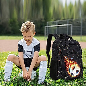 LOIDOU Kids Backpack Boys Soccer Kindergarten Preschool Backpacks Toddler Bookbag 16 Inch School Backpacks for Kids 3-8