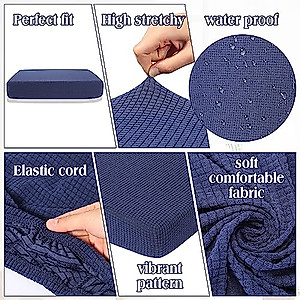 Newwiee 8 Patio Stretch Sofa Cushion Covers Outdoor Cushion Covers Replacement Couch Slipcovers Sofa Seat Cover Soft Chair Cover Furniture Protector for Pet (Navy,Waterproof)