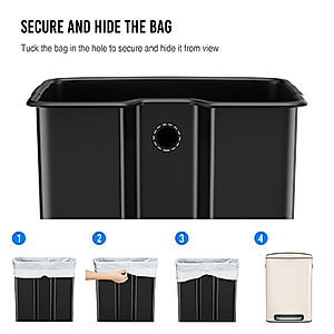 Pouseayar 13 Gallon Stainless Steel Foot Pedal Trash Can with Soft Close Lid, White, 13"L x 17"W x 23.46"H