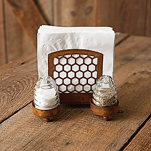 CTW Home Collection 370522 Honey Hive Salt Pepper and Napkin Caddy, 7.75-inch Height