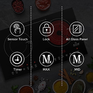 Duxtop 1800W Induction Cooktop 2 Burner, Built-In Induction Burners, Double Induction and Infrared Cooktop, Electric Hot Plate for Cooking, Electric Stove with Sensor Touch Control, 9820HLBI