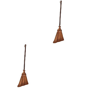 Cabilock 2 Pieces Straw Broom Natural Grass Broom Hand Handle Broom Straw Broom Floor Cleaning: Sweeping
