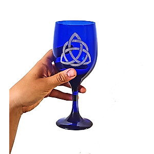 Trinity Celtic Knot Cobalt Blue 11.5 oz Wine Glass Set of Two