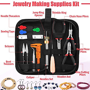 Thrilez Jewelry Wire Wrapping Jewelry Making Supplies Kit with Craft Ring Wire, Jewelry Tools, Jewelry Pliers and Jewelry Findings for Jewelry Repair, Wire Wrapping and Beading
