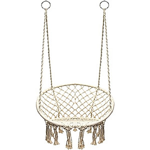 Sorbus Swing Chair Macrame Hanging Hammock Chair – Stylish Decorative Premium Cotton Ceiling Boho Chair for Durability- Indoor, Outdoor, Chair, Patio, Porch, Garden, Gifts - Max 250Lbs