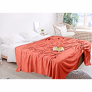 Utopia Bedding Coral 100% Cotton Blanket [Queen Size - 90x90 Inch] 350GSM Lightweight, Soft and Breathable Thermal Blanket for All Seasons