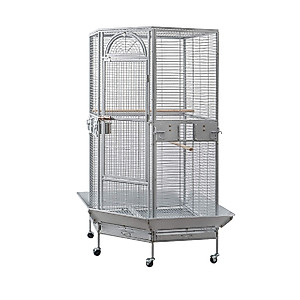 Flyline Corner Bird Cage for Cockatiel Parakeet Black and White (White Vein)