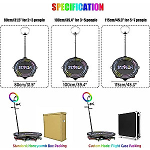 Sdpeia 360 Photo Booth Machine 45.3", for Parties, with Ring Light,Extendable Stand, Logo Customization,7 People Stand on Remote Control Automatic 360 Spin Camera Booth for Party Wedding Live Show