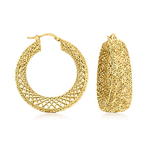 Ross-Simons Italian 18kt Gold Over Sterling Openwork Hoop Earrings
