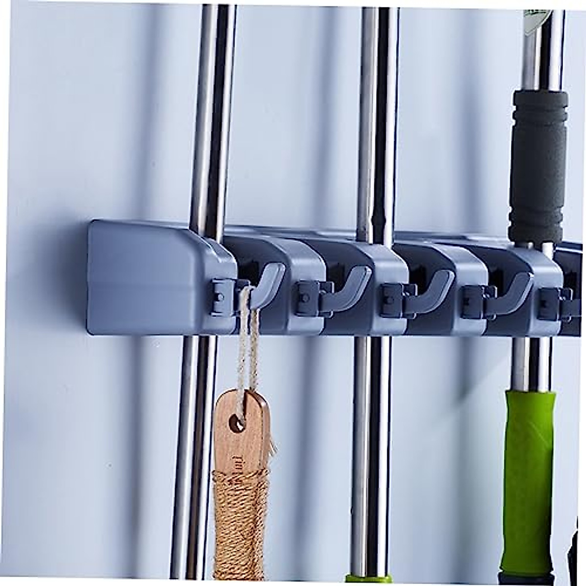 GARVALON Organizer Wall Mounted Hook Tool Wall Mounted Shelves for Storage Tool Storage Rack Storage Storage Rack Hook Rack Desktop Display Mop Clip Mop Hanging Hanger Blue