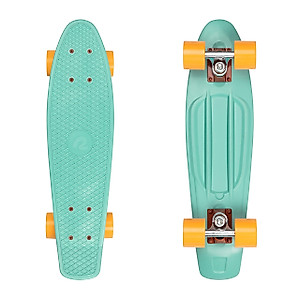 Retrospec Quip Mini Cruiser Skateboard 22.5" and 27" Classic Retro Plastic Cruiser Complete Skateboard with ABEC 7 Bearings and PU Wheels Compact Board with Grippy, Molded Waffle Deck
