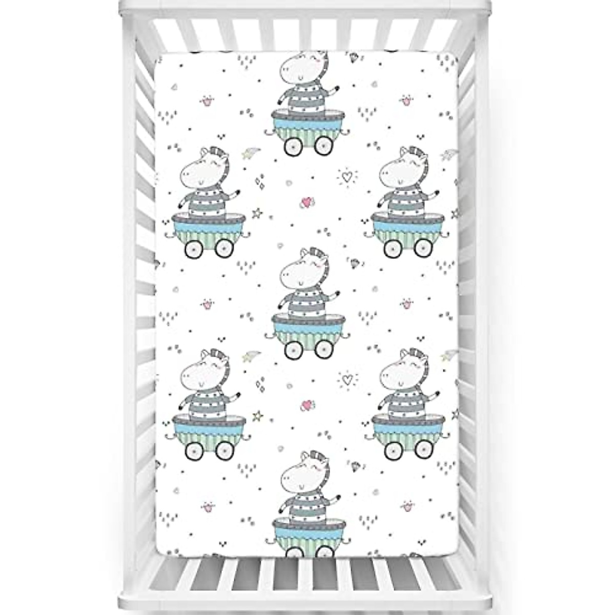 Star Themed Fitted Mini Crib Sheets,Portable Mini Crib Sheets Soft Toddler Mattress Sheet Fitted-Baby Sheet for Boys Girls,24“ x38“,Multicolor