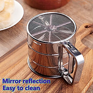 Flour Sifter,Stainless Steel Sifter for Baking, Double Layers Sifter, Powder Sugar Shaker with Hand Press Design, Flour Sifter for Baking in the kitchen