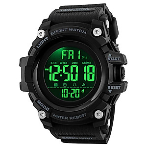 Gosasa Big Dial Digital Watch S Shock Men Military Army Watch Water Resistant LED Sports Watches (A Black)