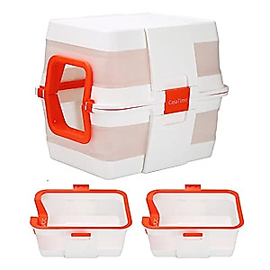 2 Pack Collapsible Kitten Litter Box, CasaTimo Foldable Open Kitty Litter Box for Medium-Sized Cats, Portable Multi-Use Litter Pan for Travel, Assembled to Covered Cat Toilet, Standard Size