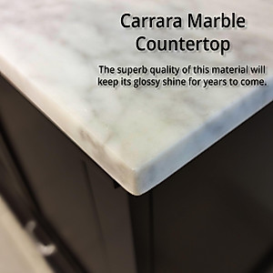 Bell+Modern Tybee 60 in. W x 22 in. D Espresso Double Bath Vanity, Carrara Marble Top and 58 in. Mirror