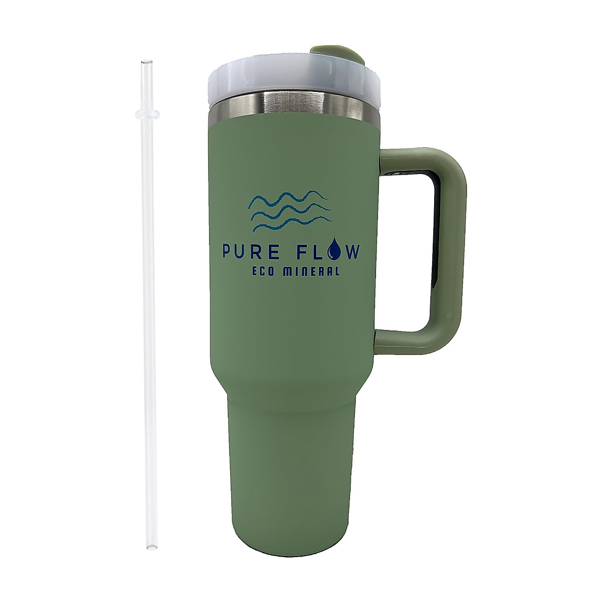 Pure Flow 40 oz Tumbler with Handle and Straw Lid,Stainless Steel Travel Mug Water Bottle Cup,Reusable Insulated Vacuum splashproof Cup,for Car,Home,Office,Gifts (black)