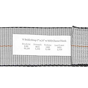 Mytee Products Tow Straps V Bridle 3" x 24" w/ RTJ Cluster Hooks 5400 lbs Working Load | Recovery V Strap for Wrecker, Rollback, Car Hauler