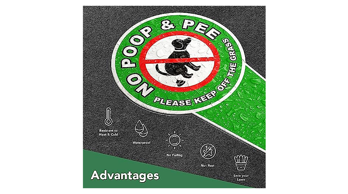 2 PC No Dog Poop Signs for Yard - 12x6 Double Sided Dibond No Pooping ...