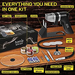 Smoking Gun Wood Smoke Infuser Birner PRO - Starter Kit, 11 PCS, Flavor Blaster Smoker Machine with Accessories and Wood Chips and Smoking Gun Bubble Mixture, 8 Oz - Proudly made in USA