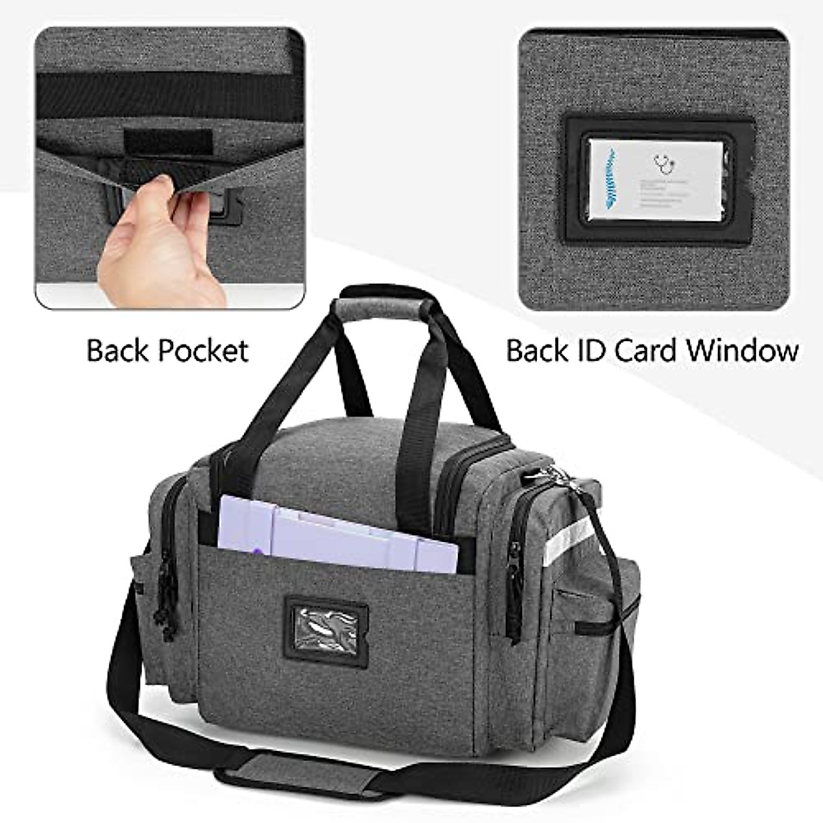 Damero Professional Medical Bag Empty, First Responder Trauma Bag with Detachable Dividers for Home Health Care, EMT, EMS, Gray(BAG ONLY)