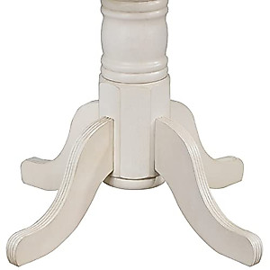 Sunset Trading Oakley Selections 42" Round Extendable Drop Leaf Table | Antique White/Light Oak Solid Wood| Seats 4 | Dining Room Kitchen Furniture